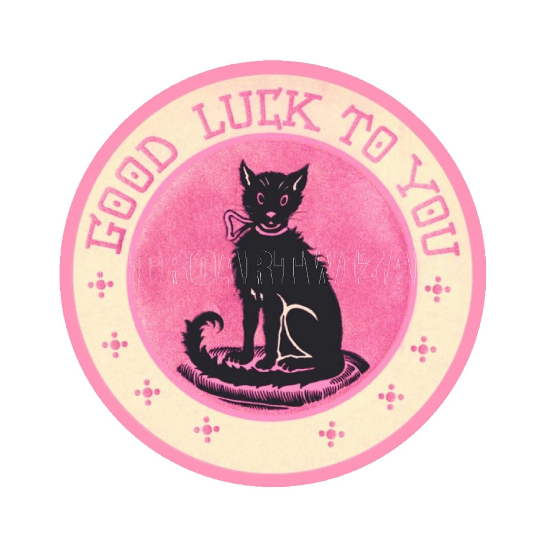1940s Cute Lucky Black Cat Good Luck to You Sticker Decal Label - Etsy