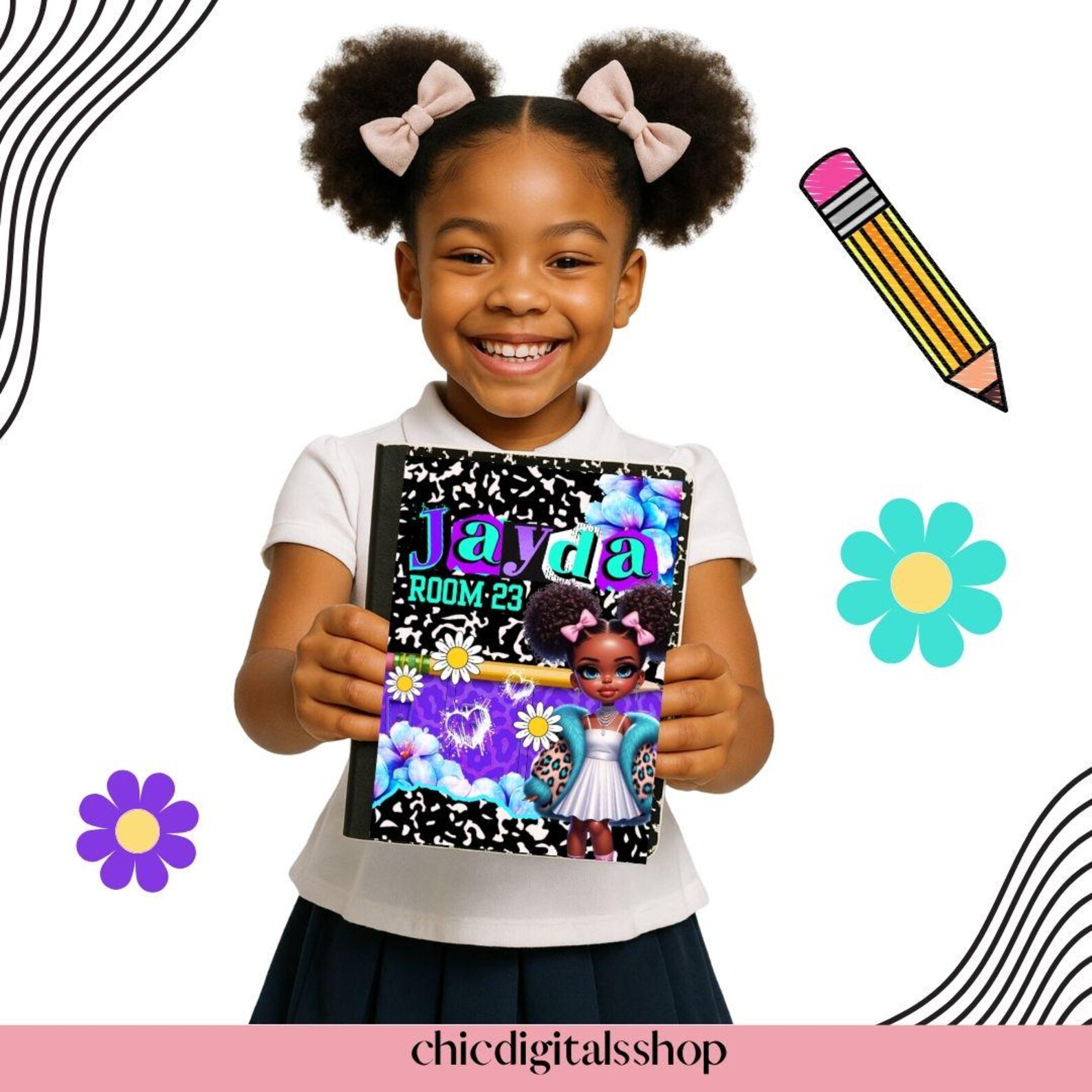 Editable School Notebook Covers | Composition Book Canva Templates ...