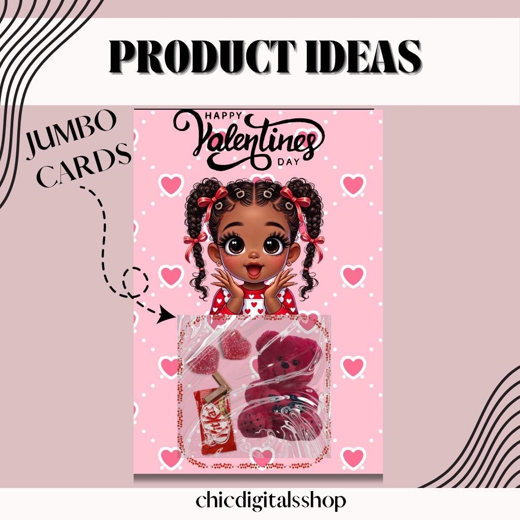 Valentine African American Girl Clipart, Joyful PNG (digital Download ...