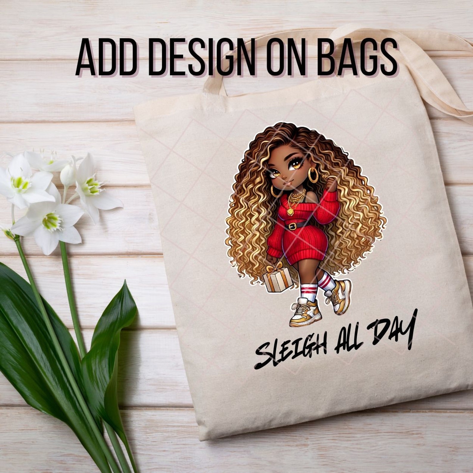 Holiday Chibi Clipart: African American Girl With Ombre Locs (digital ...
