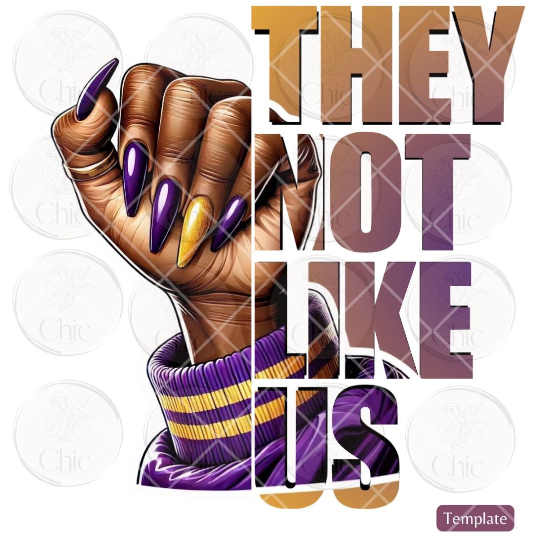 Bold Purple & Gold 'they Not Like Us' Hand Gesture PNG Design for POD ...
