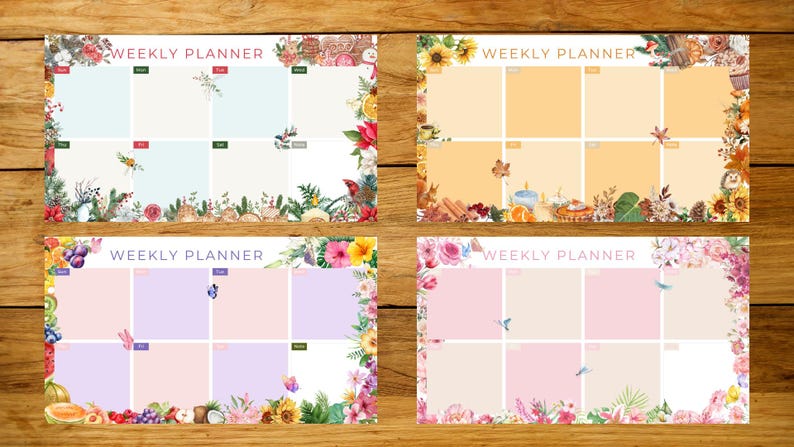 Printable Weekly Planner – 4 Seasons Bundle | Minimalist & Aesthetic ...