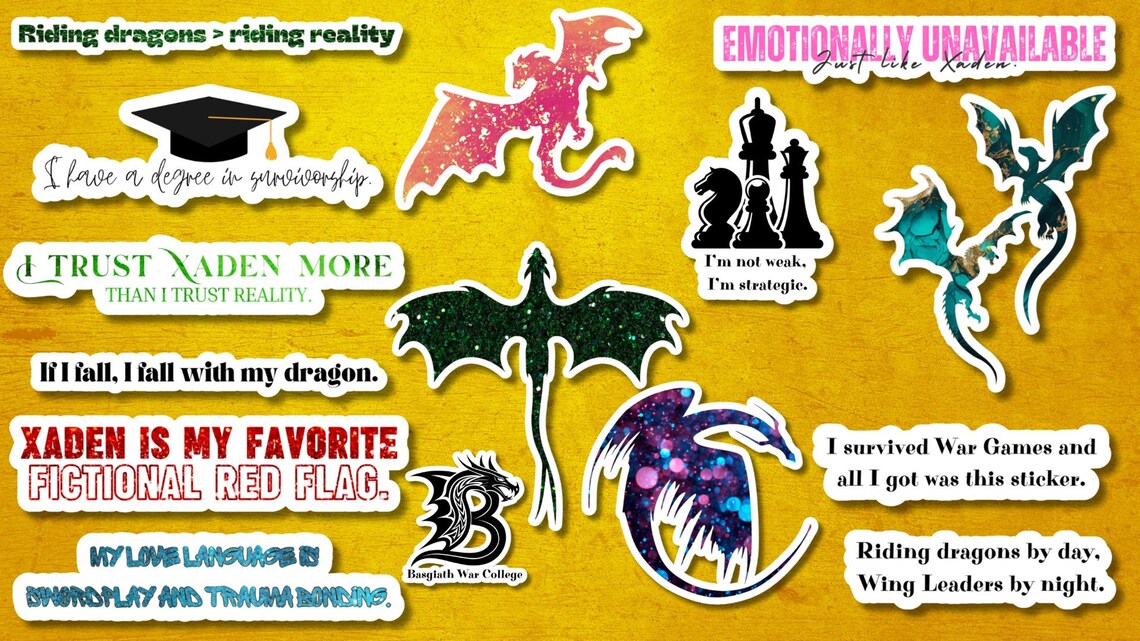 Fourth Wing Sticker Pack – 15 Digital PNG Stickers | Dragon Rider ...