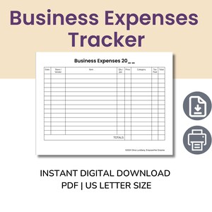 Business Expenses Pdf Printable, Planner Printable, Business Expense Tracker, Expenses Tracker ...