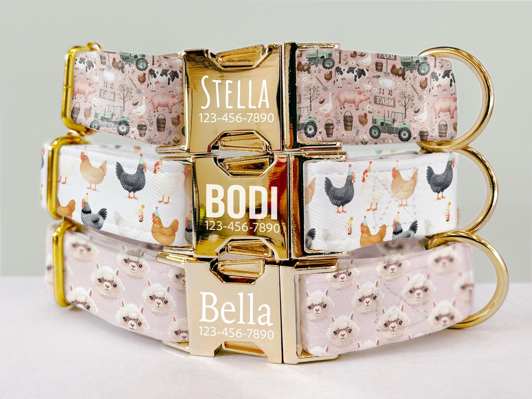 Farm Animals Personalized Dog Collars, Gifts for Dogs, Dog Accessories ...