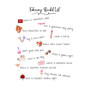 Printable February Bucket List | Fun Winter & Valentine’s Activities ...