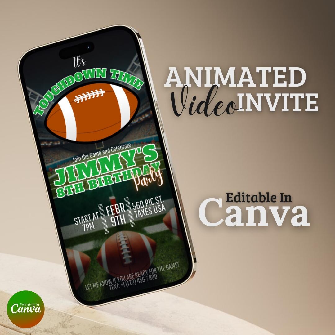 Football Birthday Invitation Template: Editable Digital Superbowl Party ...