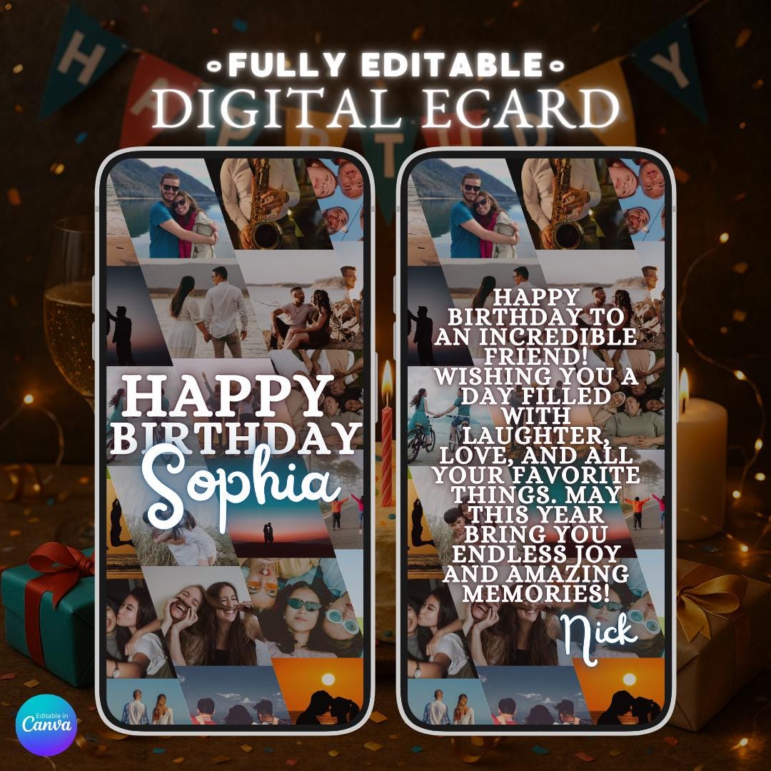 Photo Birthday Ecard: Editable Template (digital Download) - Etsy