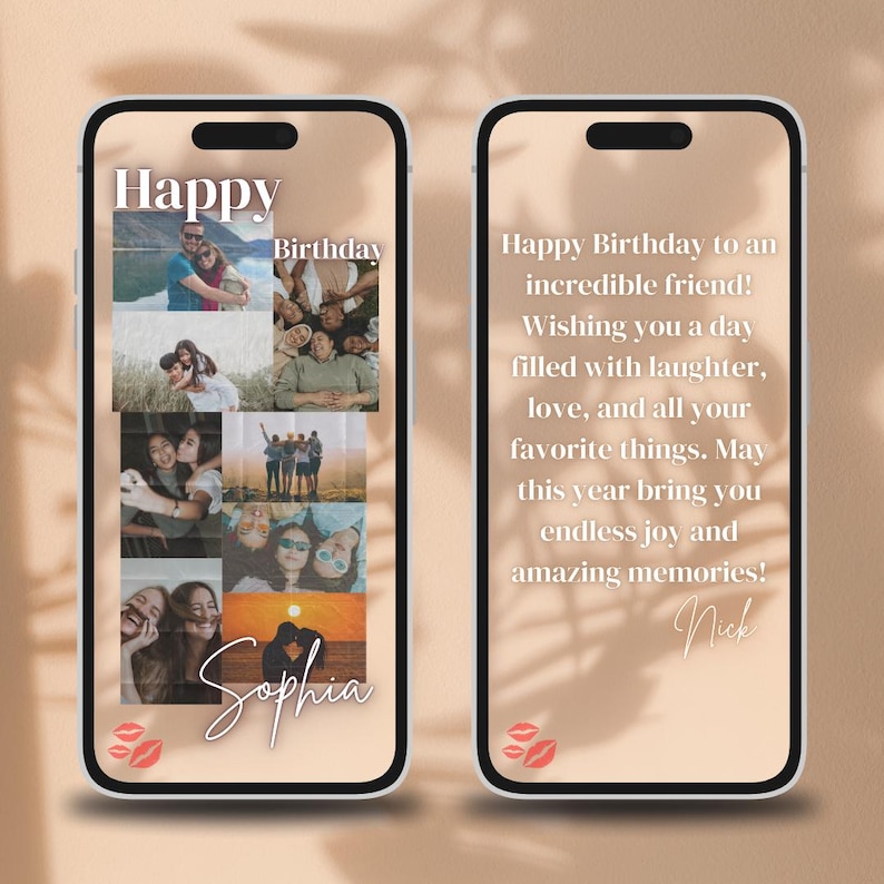 Photo Collage Birthday Ecard | Editable Template | Instant Download ...