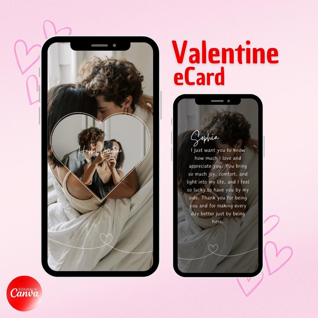 Editable Valentine Ecard Heart Picture | Instant Download | Romantic ...