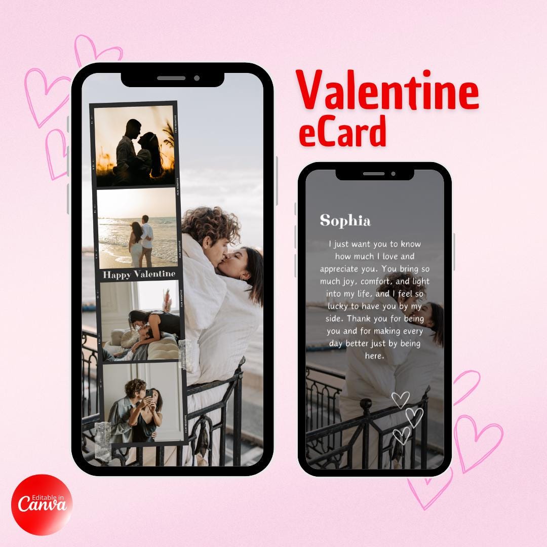 Valentines Day Ecards | Editable Digital Design | Instant Download ...