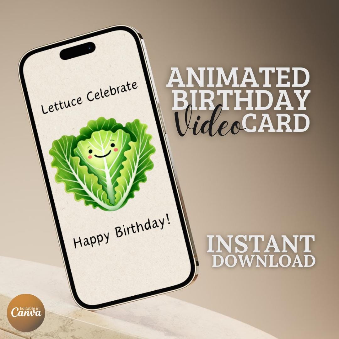 Lettuce Celebrate, Happy Birthday Ecard, Instant Download, Digital ...