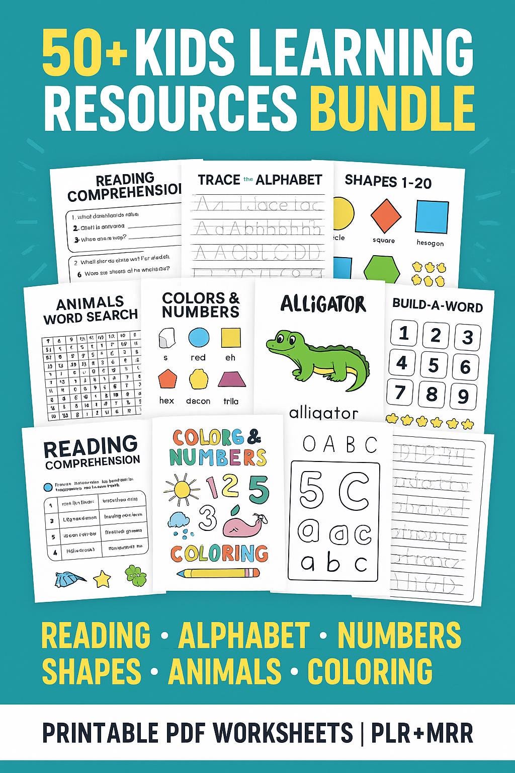 50+ Kids Learning Resources Bundle | Grade 1–5 | Reading, Alphabet ...