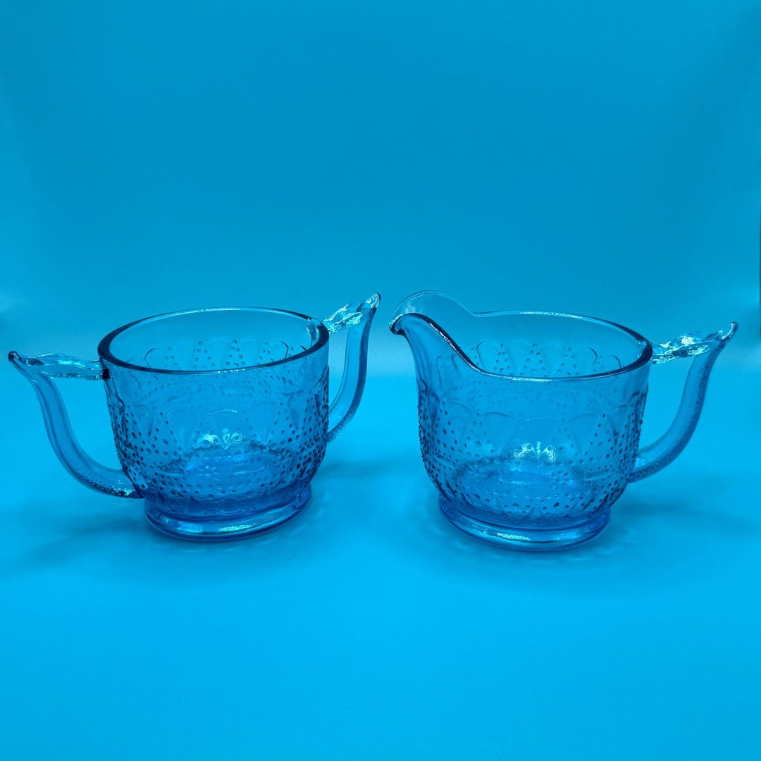 Vintage Kemple Wheaton Blue Glass Creamer and Sugar Bowl - Etsy