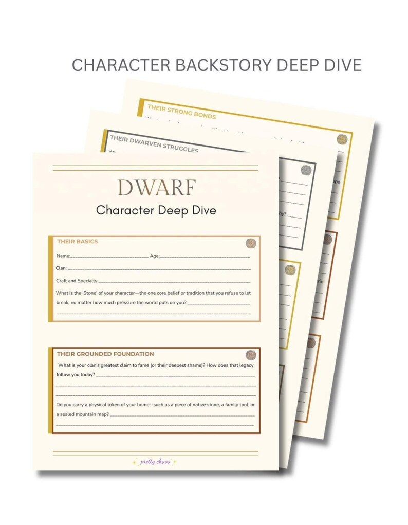 Dnd Dwarf Character Backstory Worksheet | D&D Character Development ...
