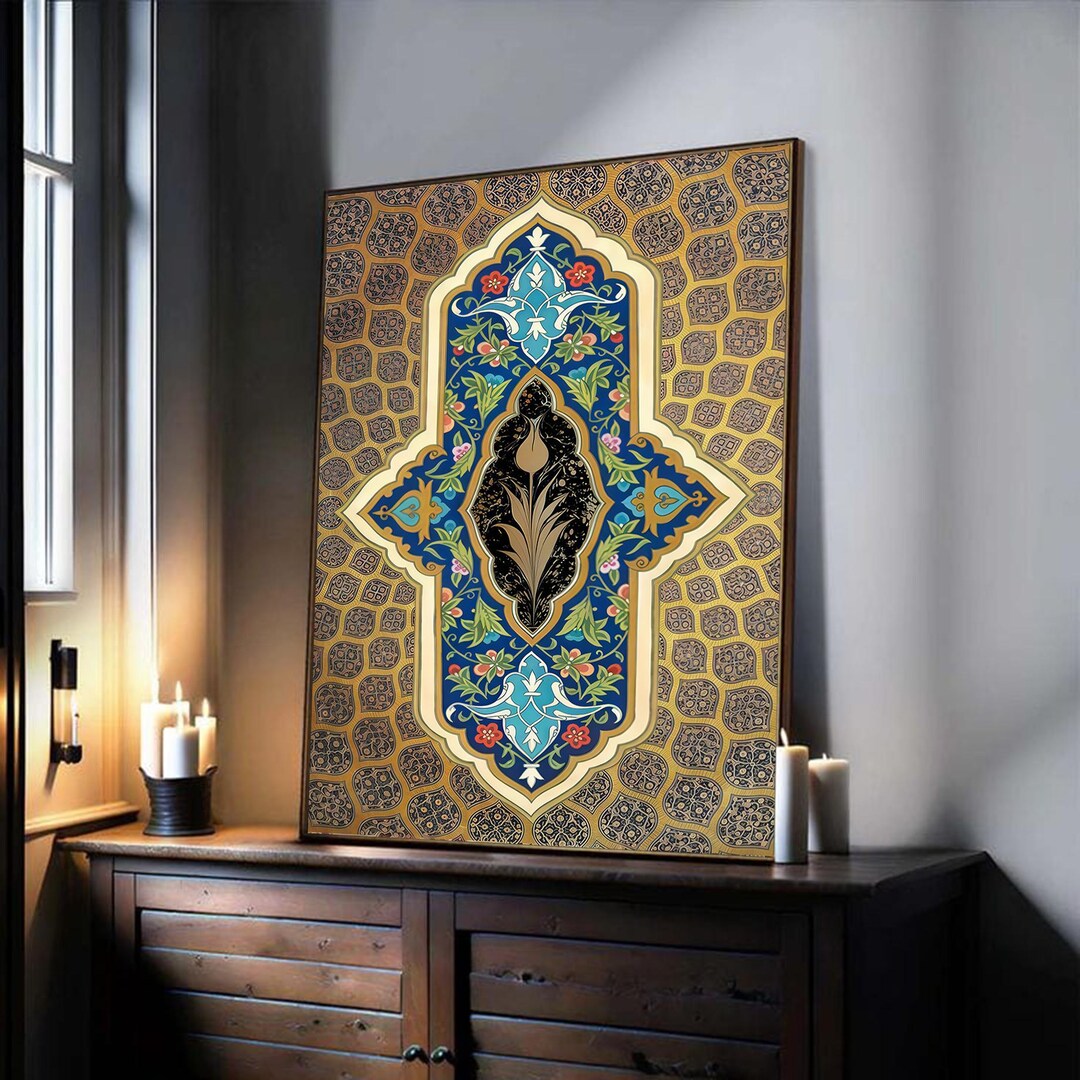Turkish Tulip Ebru Art Print, Ottoman Floral Wall Decor, Islamic ...