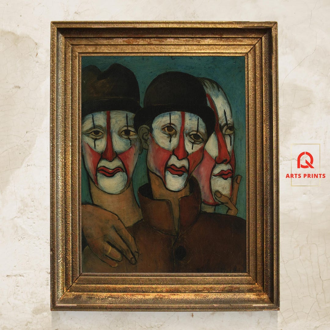 Abstract Painting, Three Different Faces,digital Art, Mural Art, Gift ...