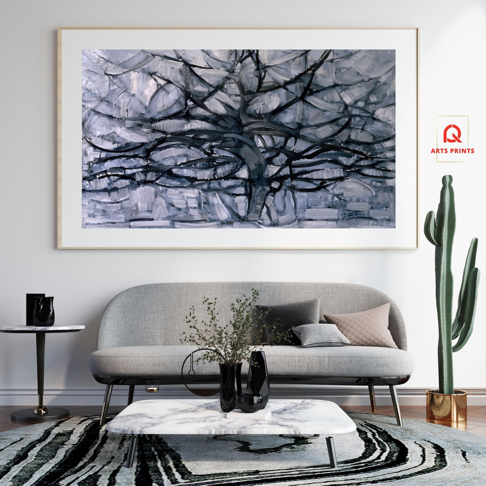 Abstract Black and White Tree Painting, Black and White Abstract Tree ...