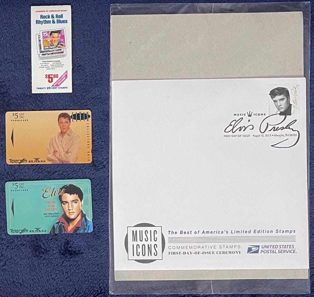 Rare ELVIS PRESLEY Stamps; 1993 FDI Program, 2015 Music Icons First Day ...