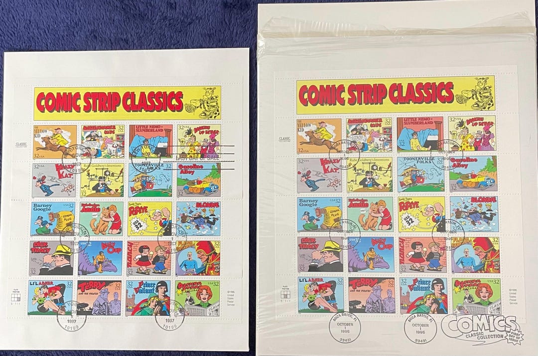 COMIC STRIP CLASSICS; 1995 Program With Sheet of 20 First Day of Issue ...