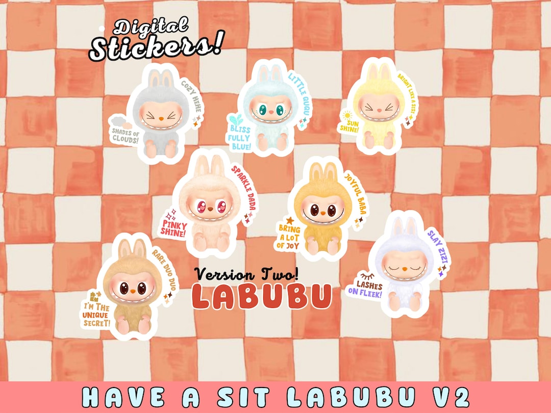 Cute Labubu V2 Words With Names Stickers PNG, Funny Cute Monster ...