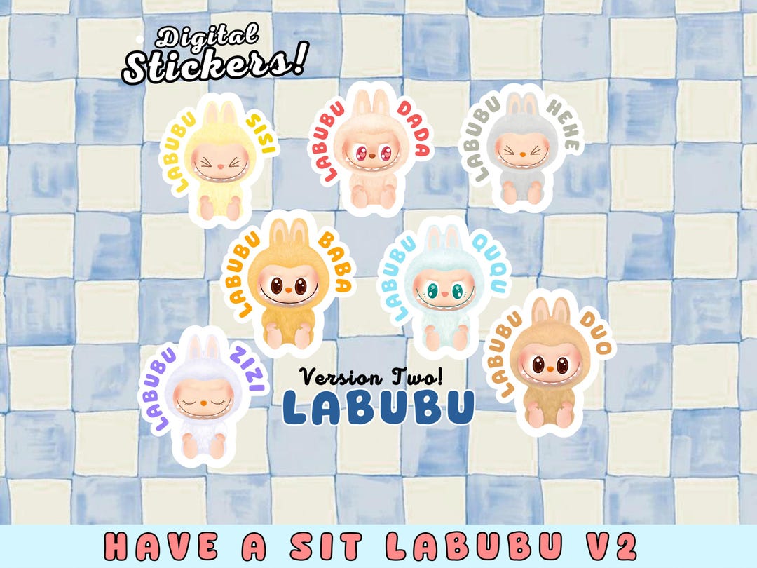 Labubu V2 Pastel With Names Stickers PNG, Funny Monster Png, Cute Names ...