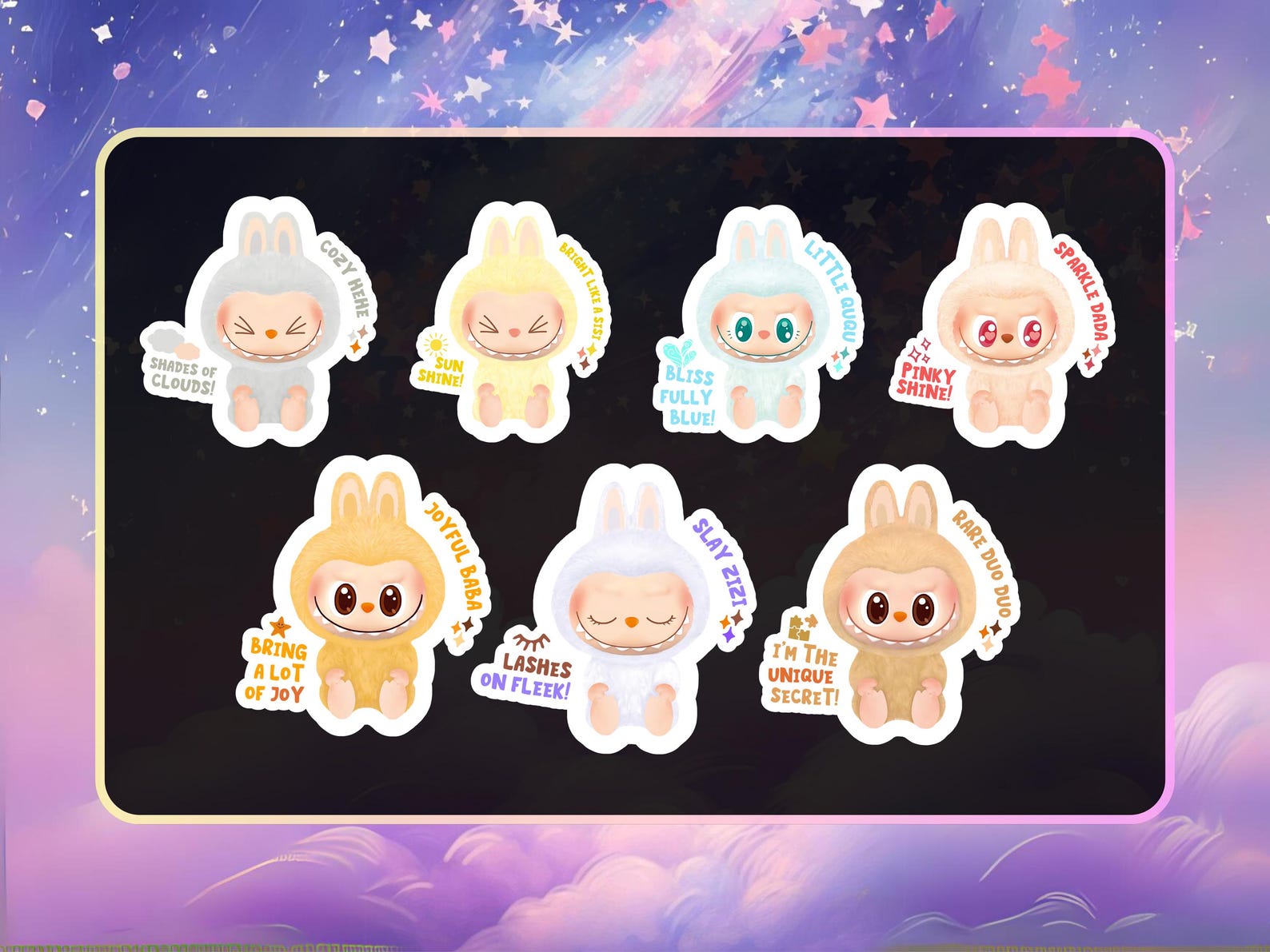 Cute Labubu Words With Names Stickers PNG, Funny Monster Friends Png ...