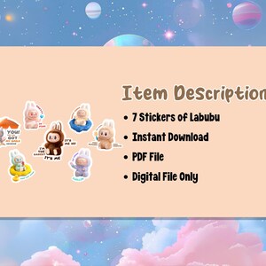 Labubu Words Affirmation Stickers PNG, Funny Monster Friends Png, Cute ...
