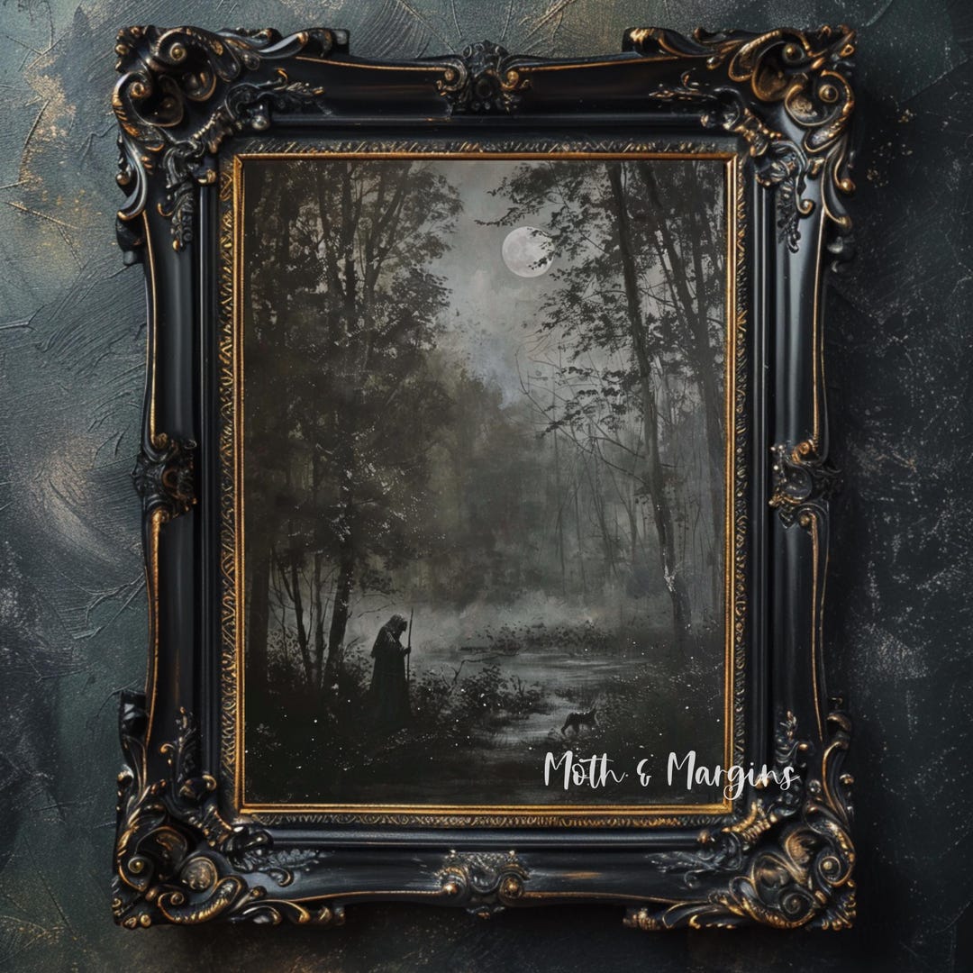 Forest Crone Printable Wall Art, Dark Fantasy Mythology Oil Painting ...