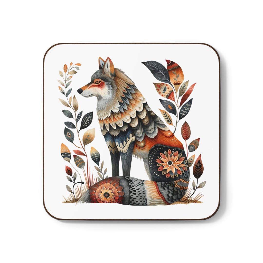 Coaster Collection, Folk Art Wolf Illustration, Fairy Tale Myth ...