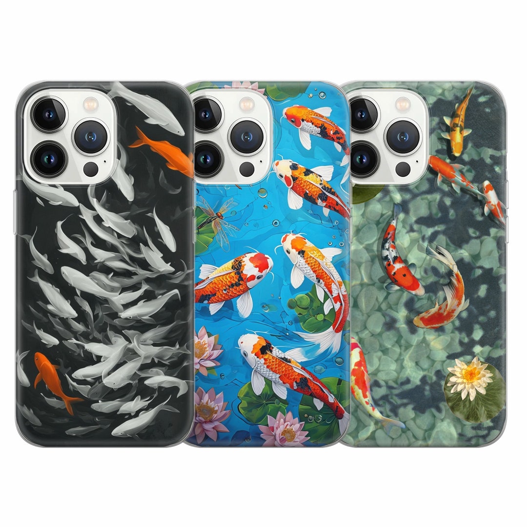 Koi Fish Phone Case Japanese Culture Cover for iPhone 16 Pro Max, 15 ...