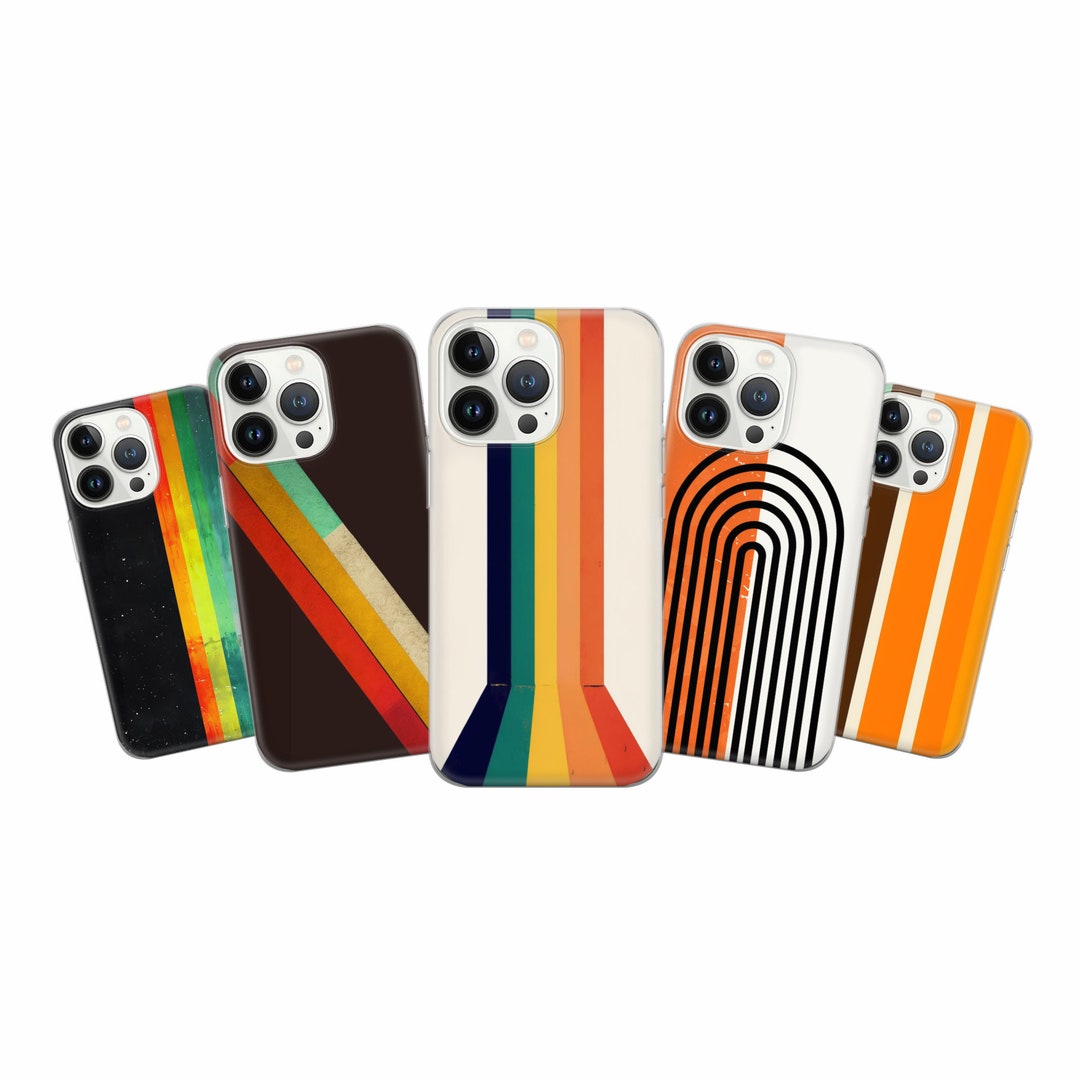 Retro Stripes Phone Case 70s Style Cover for iPhone 16 Pro Max, 15 Plus ...