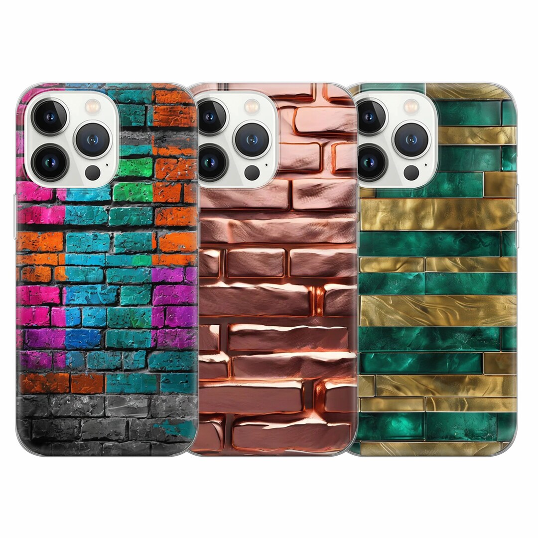 Colorful Bricks Phone Case Wall Design Cover for iPhone 16 Pro Max, 15 ...