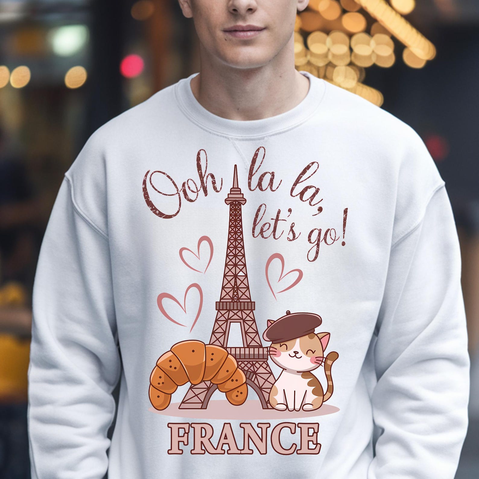 Paris Cat PNG: Kawaii French Kitty With Eiffel Tower (digital Download ...