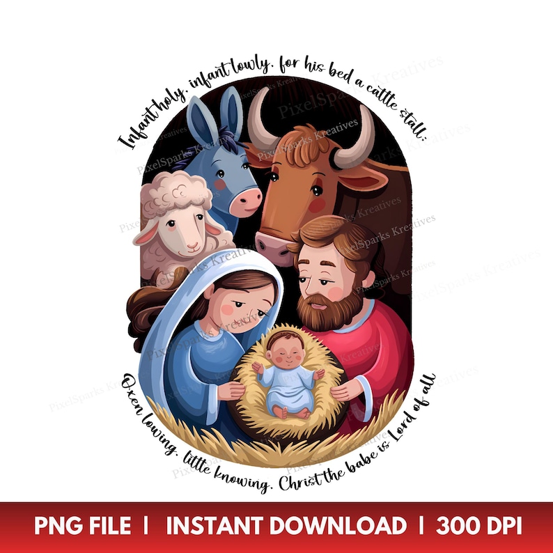 Christmas Nativity Scene PNG, Holy Family Clipart, Baby Jesus Manger ...