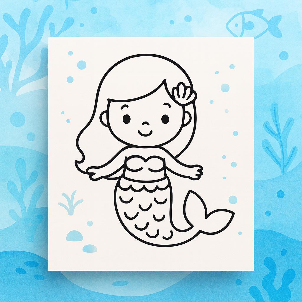 Mermaid & Fairy Coloring Pages for Preschoolers: Bold Line Art (PDF ...