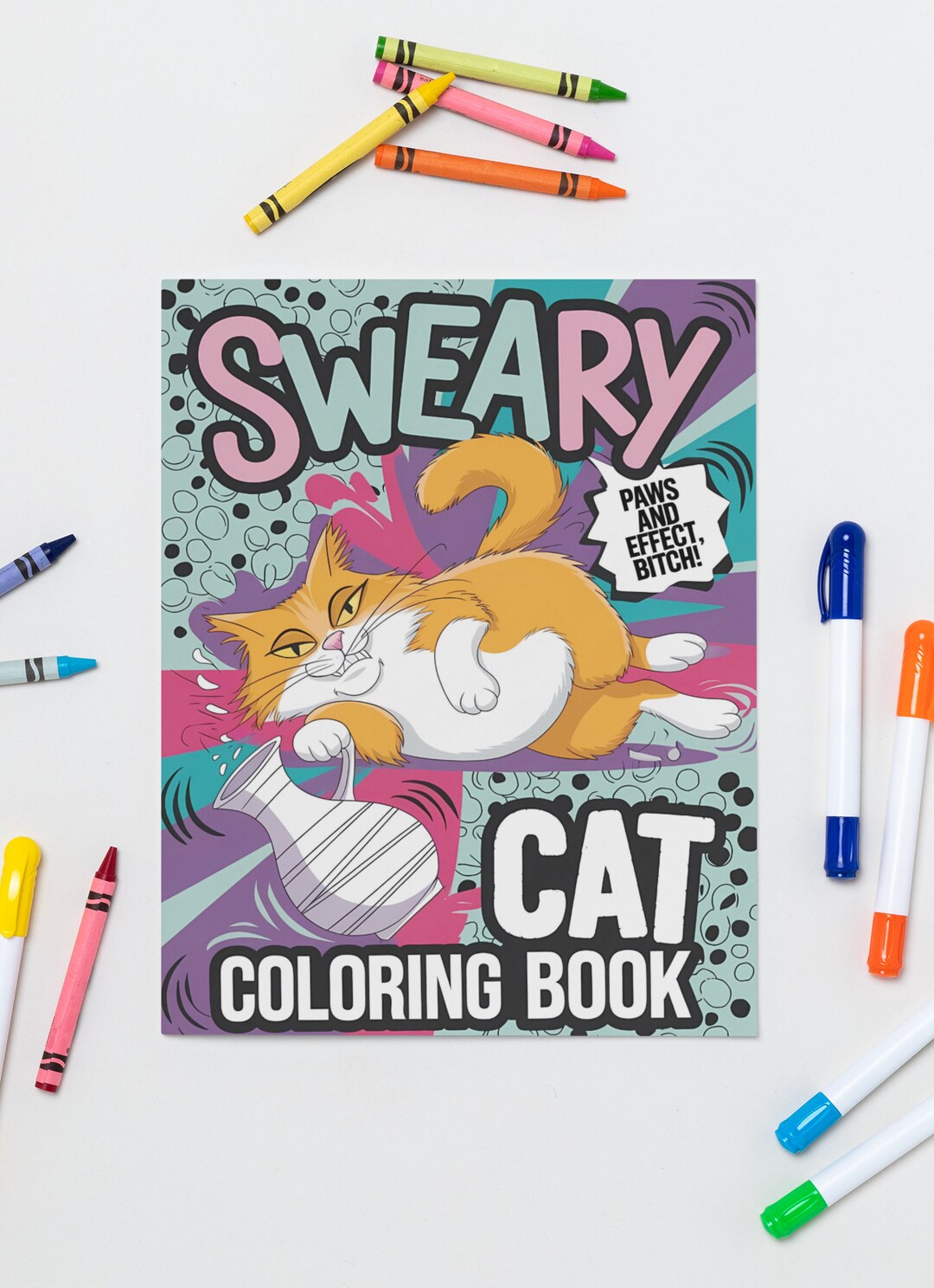 Swearing Cat Coloring Book Funny Cat Quotes Printables Digital Download ...