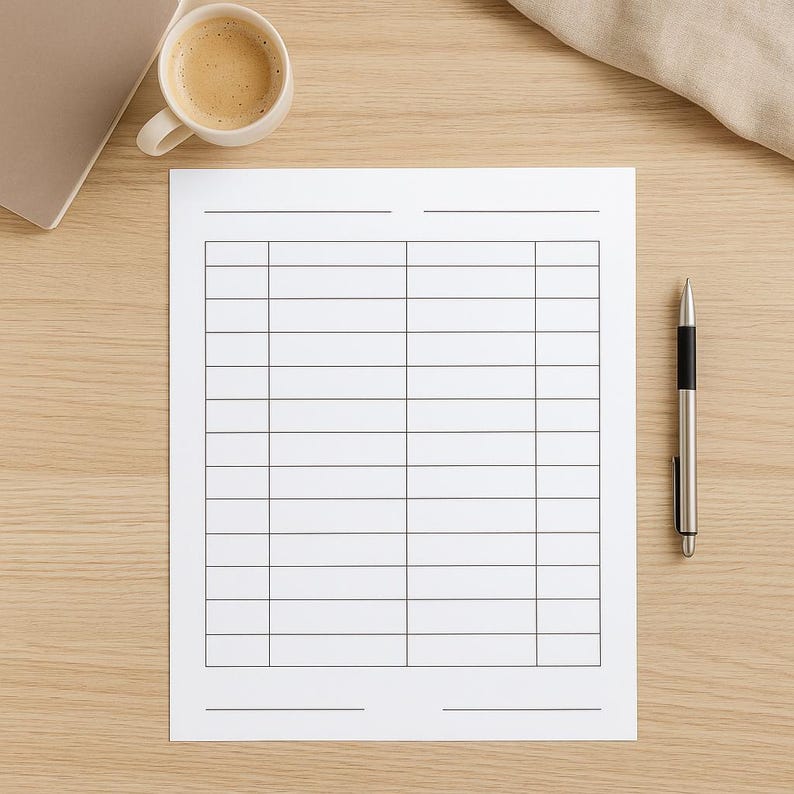 Blank 4-column Log Sheet Printable: Simple Tracker Template (PDF ...