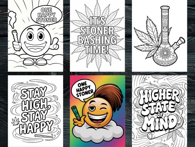 Stoner Printable Adult Coloring Pages - Weed Themed Adult Colouring ...