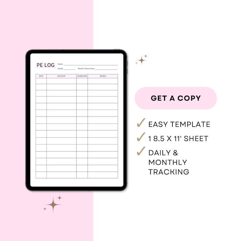 Homeschool PE Log Printable: High School Physical Education Tracker ...