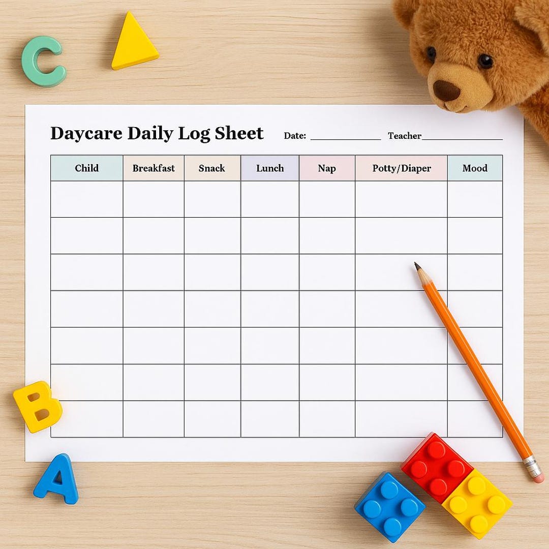 Daily Daycare Log Sheet for Toddlers: Instant PDF Download - Etsy