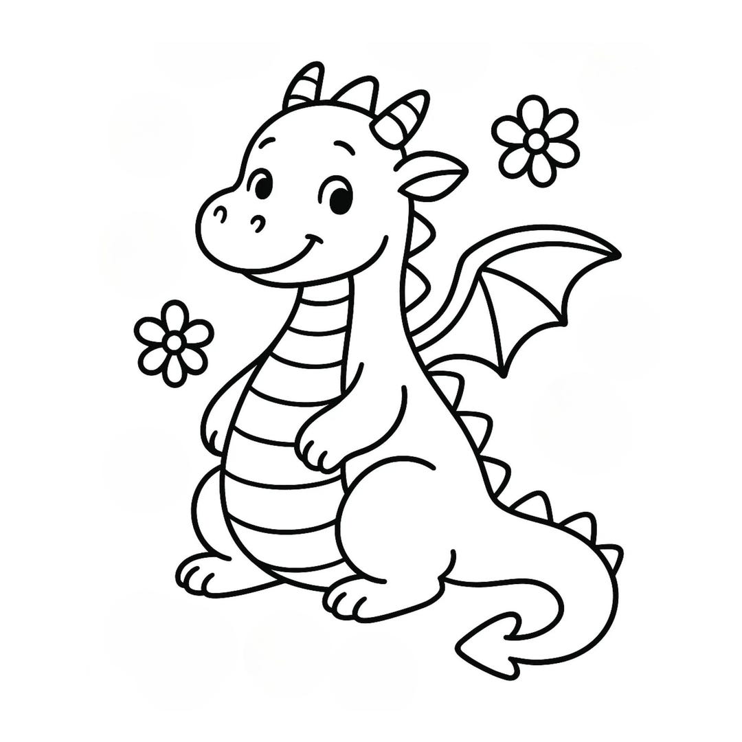 Dragon Coloring Pages for Toddlers, Simple Dragon Coloring Sheets for ...