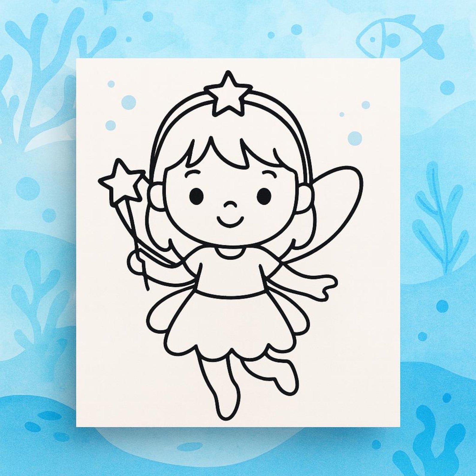 Mermaid & Fairy Coloring Pages for Preschoolers: Bold Line Art (PDF ...