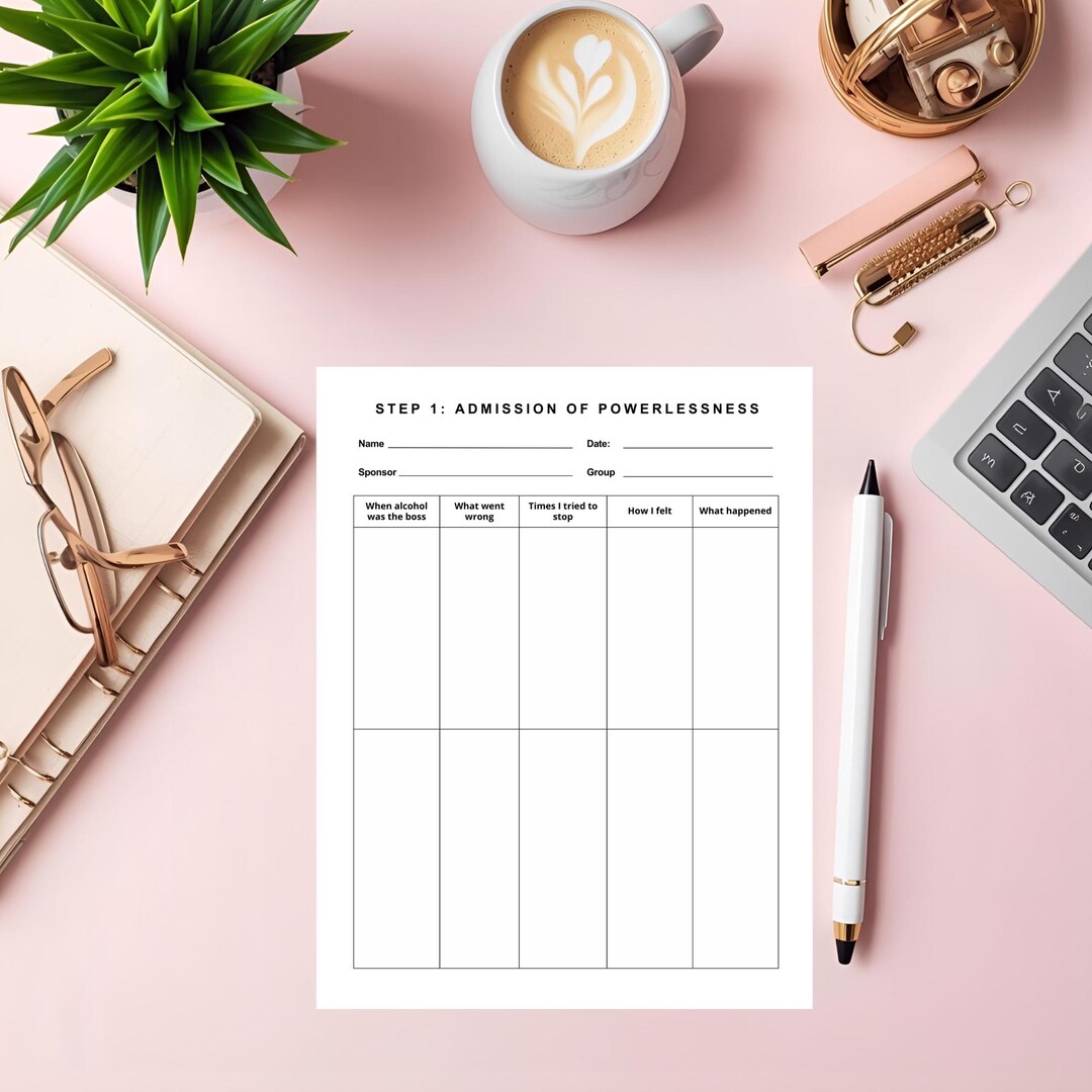 AA Step 1 Printable Worksheets & Journaling Prompts: Instant PDF ...