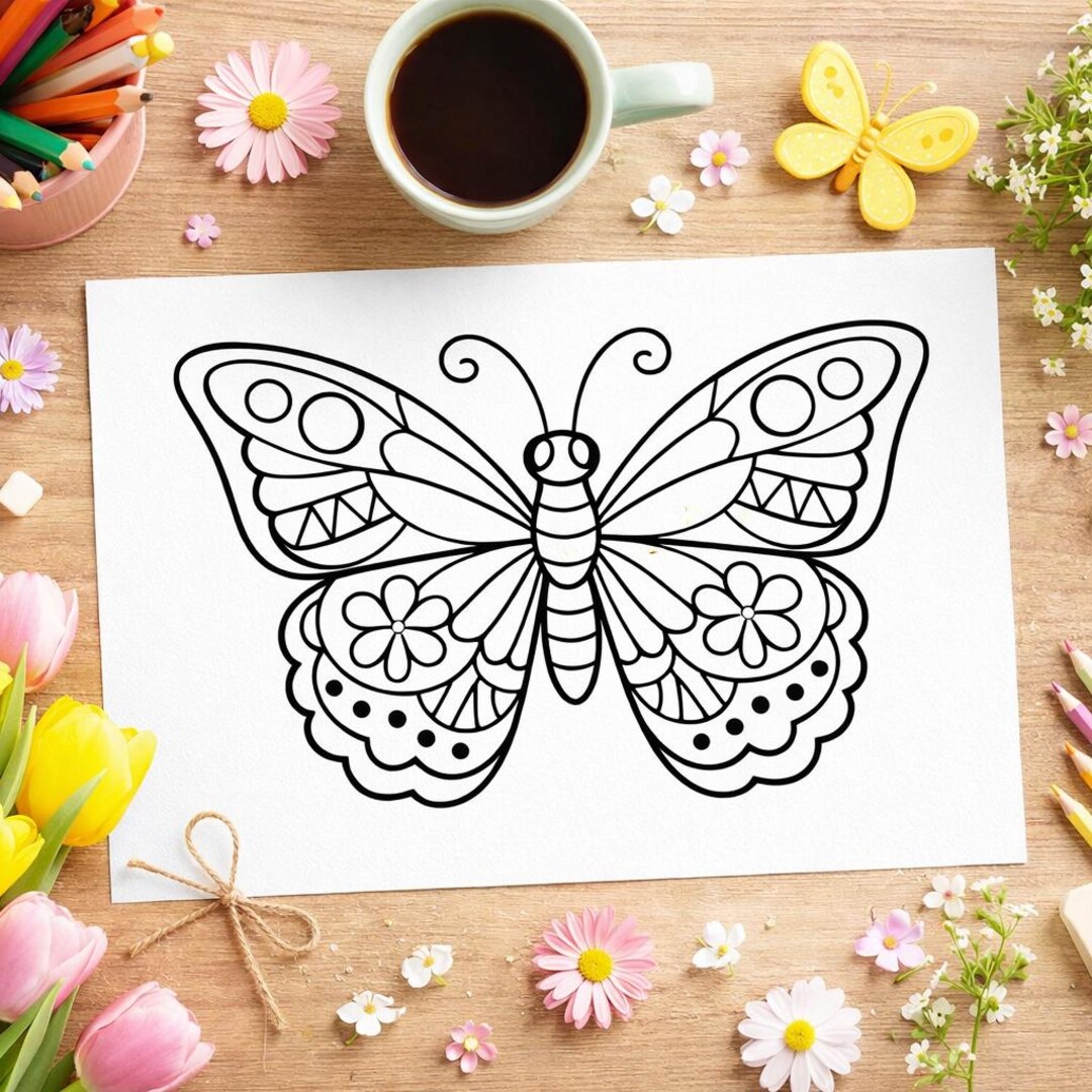 Hypnotic Butterfly Coloring Pages for Stress Relief: Instant PDF ...