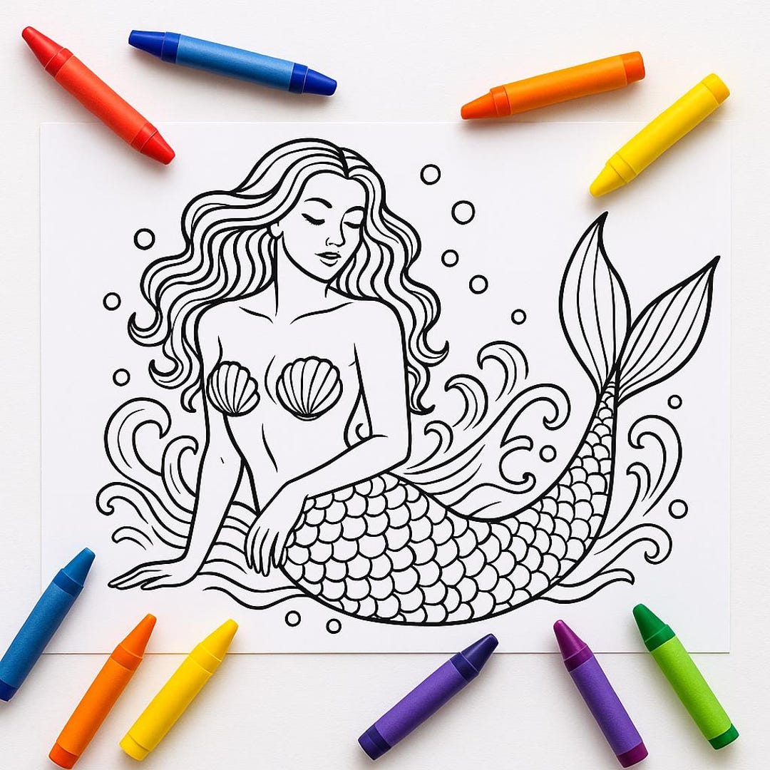 Realistic Mermaid Coloring Pages For Adults Easy Printable Designs