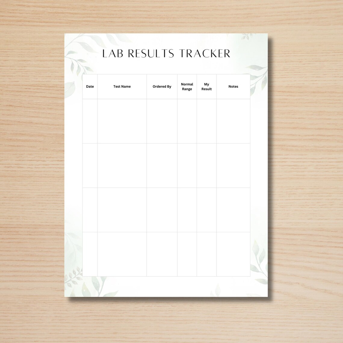 Lab Results Tracker Printable: Instant PDF Download - Etsy