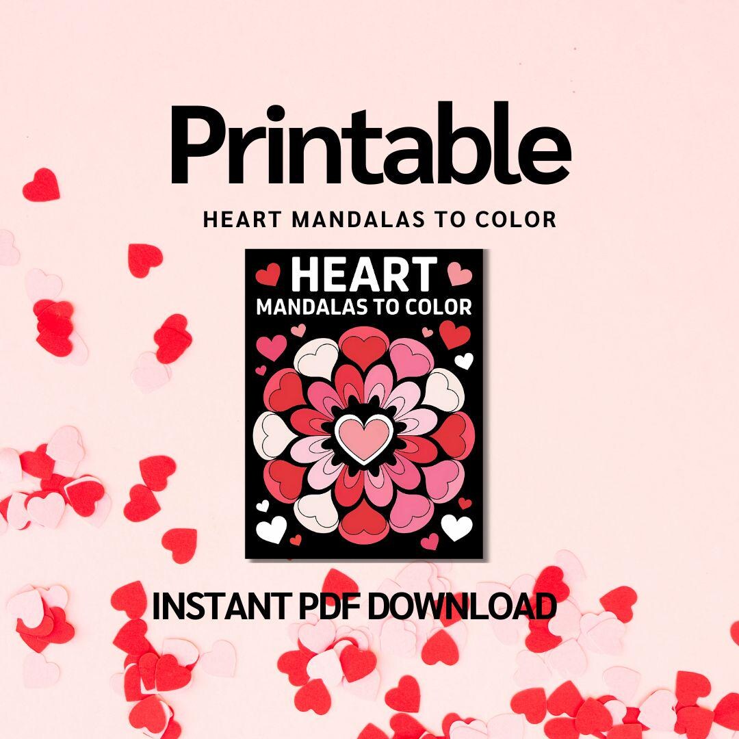 Printable Heart Mandalas to Color | Simple and Easy Valentine's Day ...