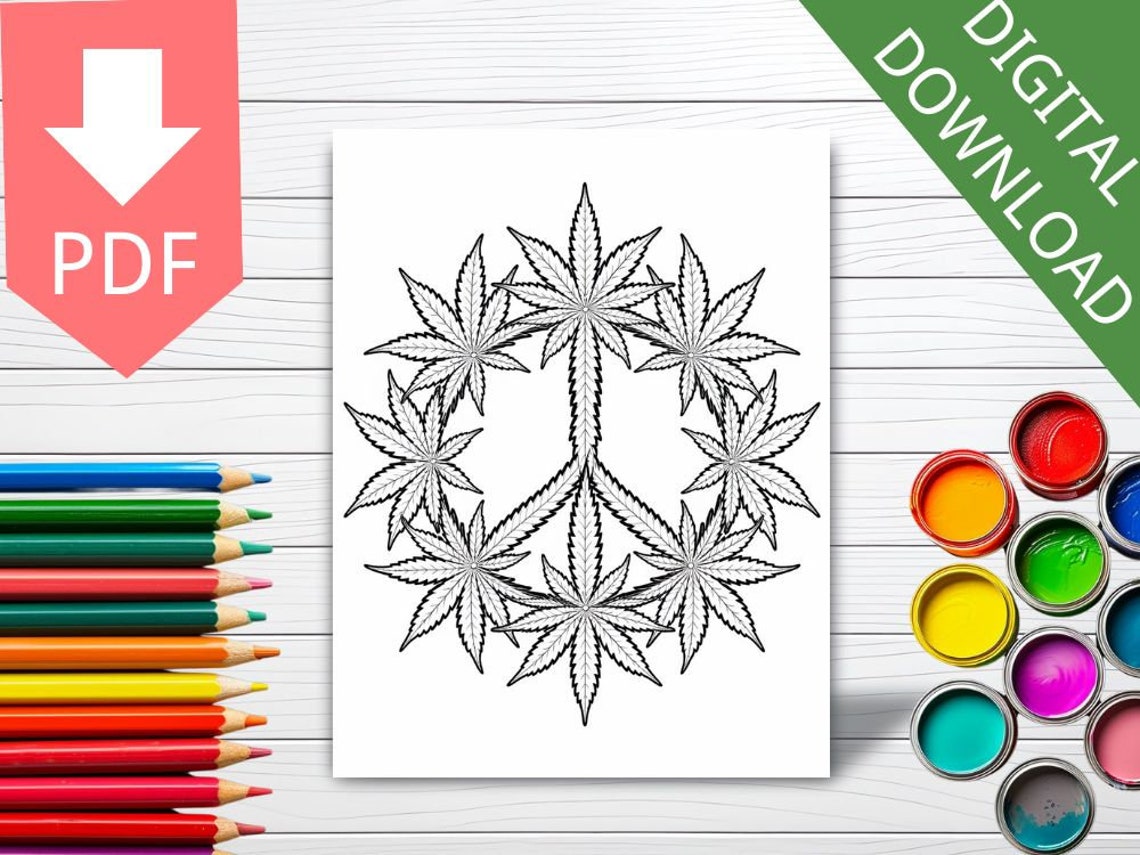 Stoner Printable Adult Coloring Pages - Weed Themed Adult Colouring ...