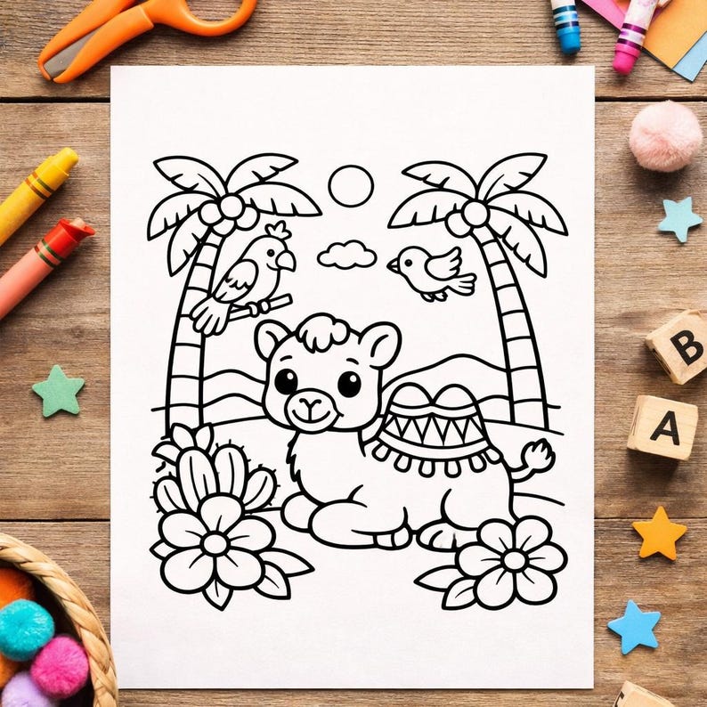Camel Coloring Pages for Kids: Printable Sheets for Preschool ...